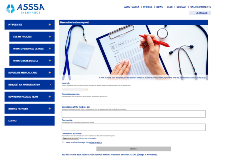ASSSA Client Area Portal - My Insurance Spain